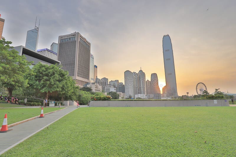 Parque Tamar Con Fondo De Skyline Hong Kong 15 De Julio De 2021 Foto de ...