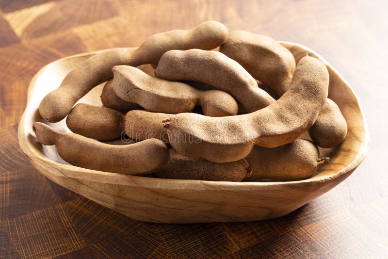 Tamarind Beans in Shell on a Butchers Block Stock Image - Image of ...