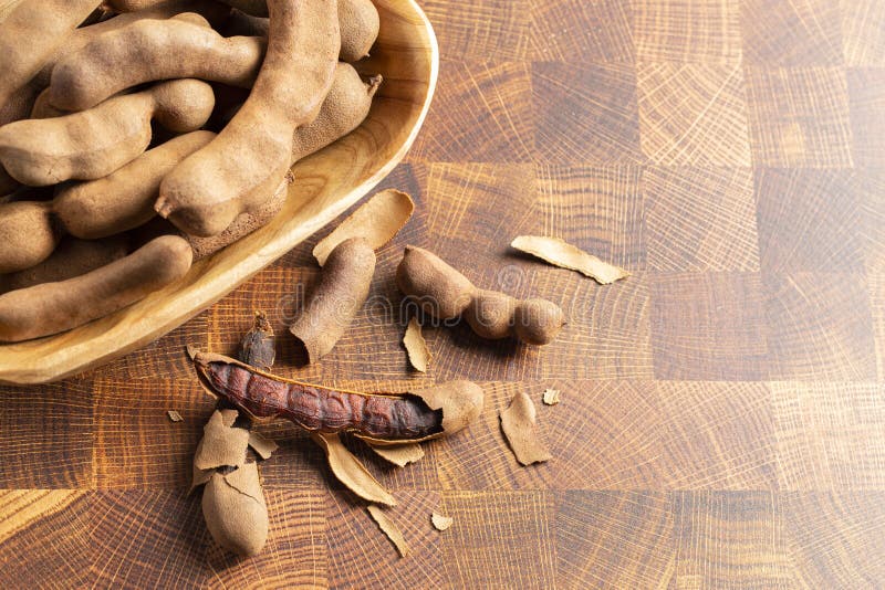 Tamarind Beans in Shell on a Butchers Block Stock Photo - Image of bowl ...