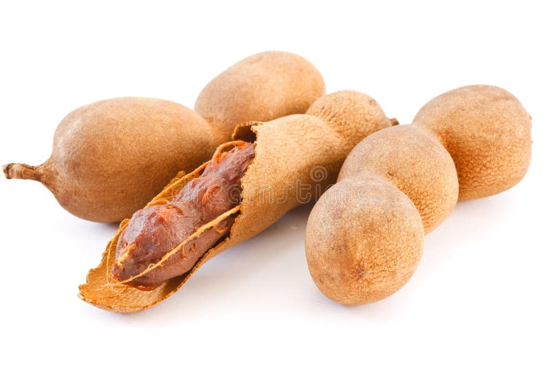 Frische Tamarinde Trägt Und Die Blätter Früchte, Die Auf Weißem ...