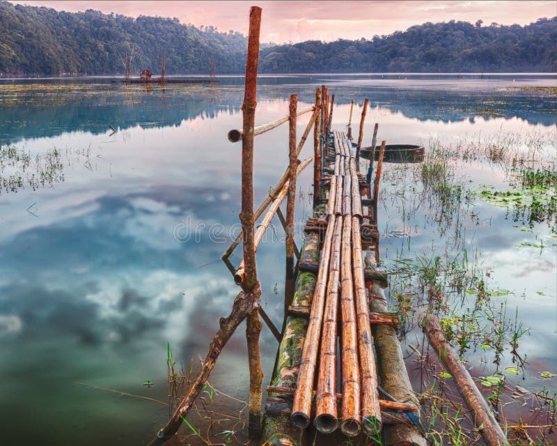 Sunrise at Tamblingan Lake Temple Singaraja Bali Stock Image - Image of ...