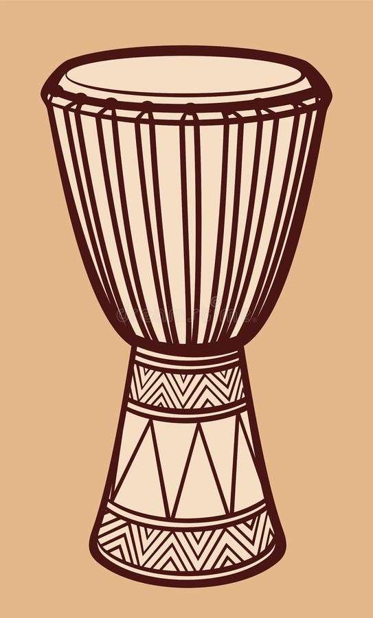 Djembe Africain De Tambour Avec L'ornement Ethnique, Symbole ...