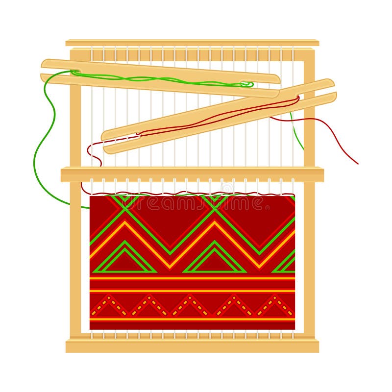 Tambour or Embroidery Frame with Canvas and Embroidered Pattern Vector ...
