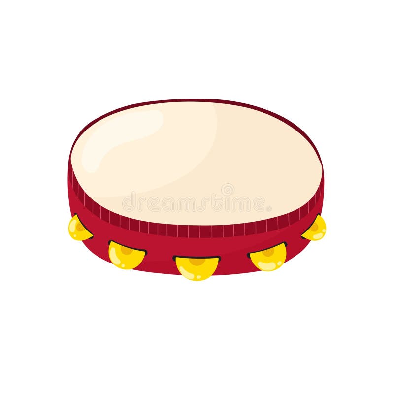 Red tambourine on white stock vector. Illustration of object - 60094736