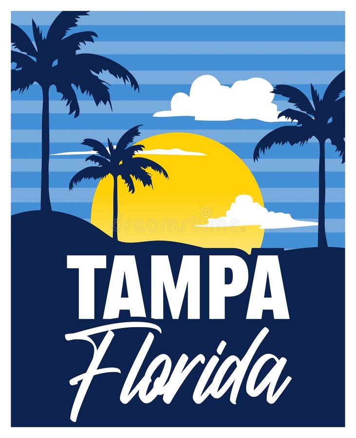 Tampa Florida with Beautiful Natural Scenery Silhouette Stock Vector ...