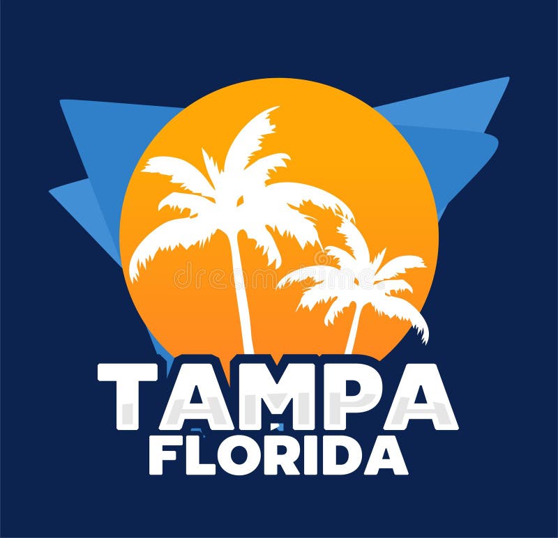 Tampa Florida with Beautiful Palm Silhouettes Stock Vector ...