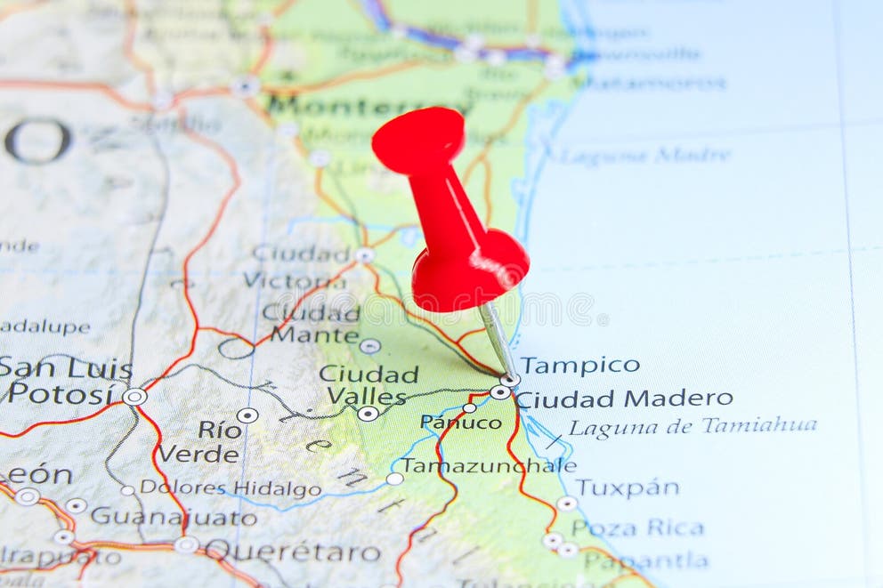 Tampico, Mexico pin on map stock image. Image of paper - 337476621