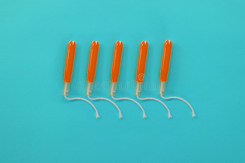 Tampons with Plastic Applicator on Plain Background Stock Image - Image ...