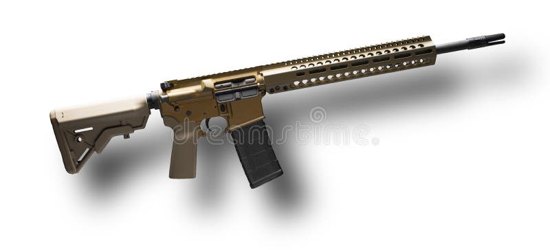 Tan AR-15 on white stock photo. Image of shadow, black - 133893546