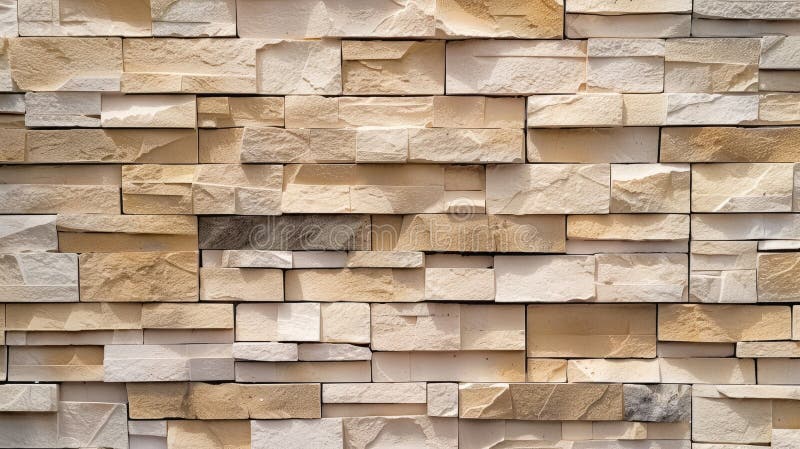 A Tan and Beige Brick Wall with Rough Edges. AIG51A Stock Photo - Image ...