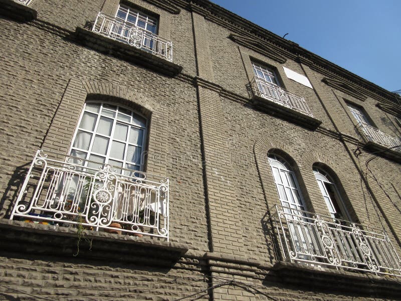 Tan Brick Building in Mexico City Stock Photo - Image of architecture ...
