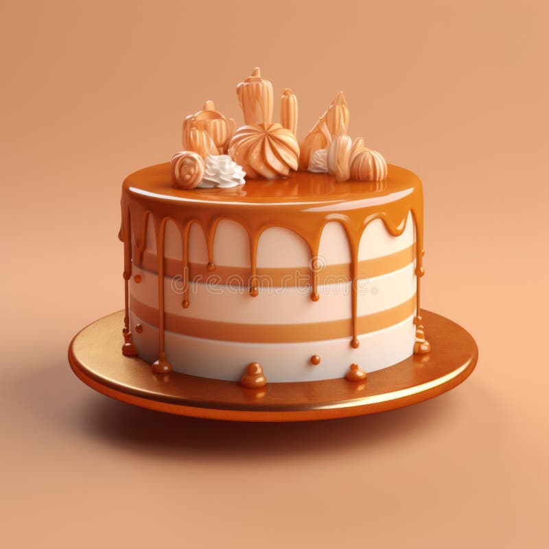 Tan Cake 3d Render with Candy Model and Glazed Earthenware Stock ...