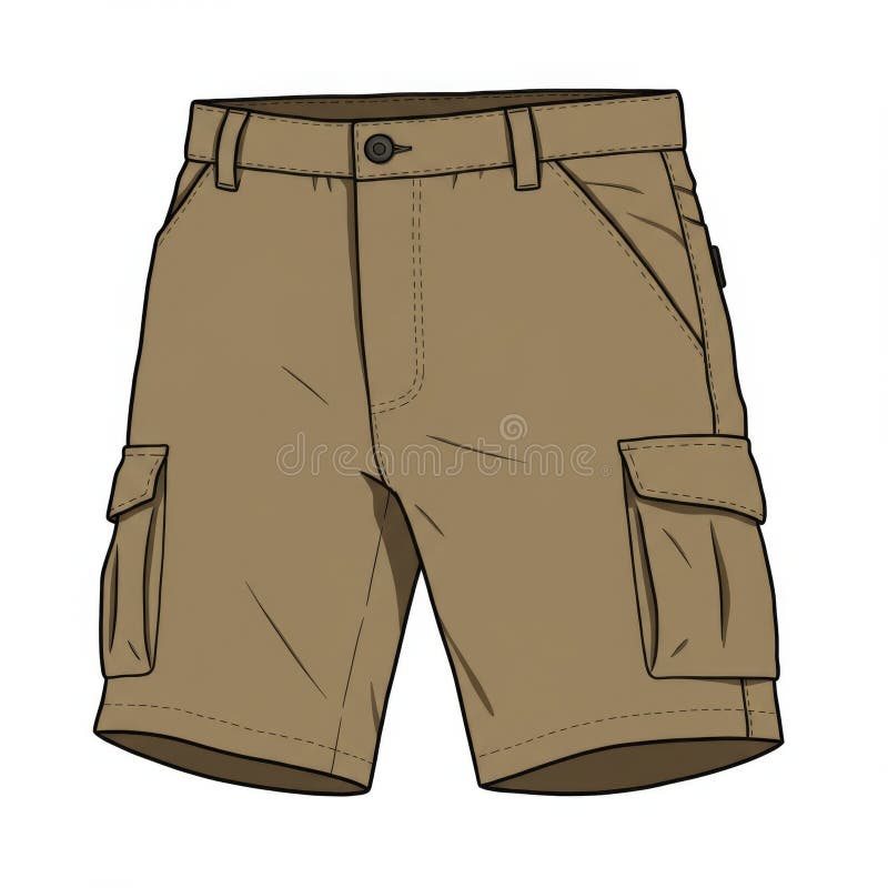 Tan Cargo Shorts with Multiple Pockets Stock Illustration ...