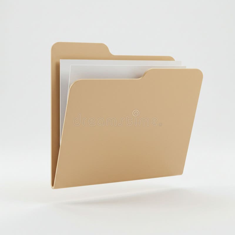Tan-colored File Folder, Slightly Open, Displaying White Papers Inside ...