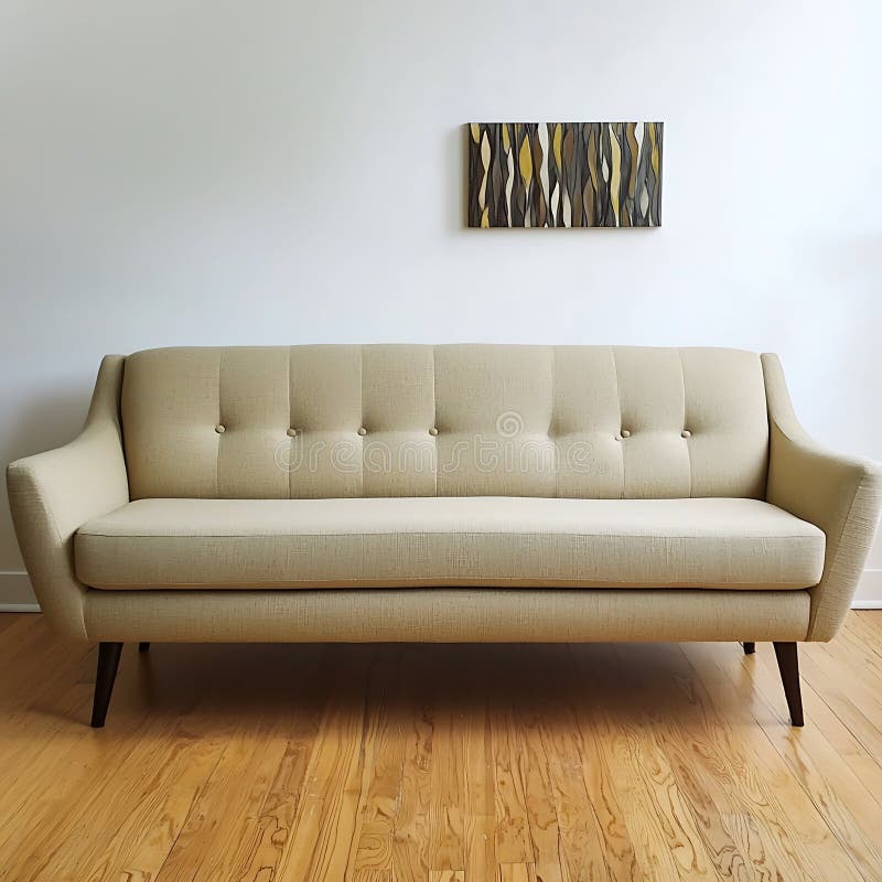 Tan Couch with a White Wall Behind it Stock Photo - Image of luxury ...