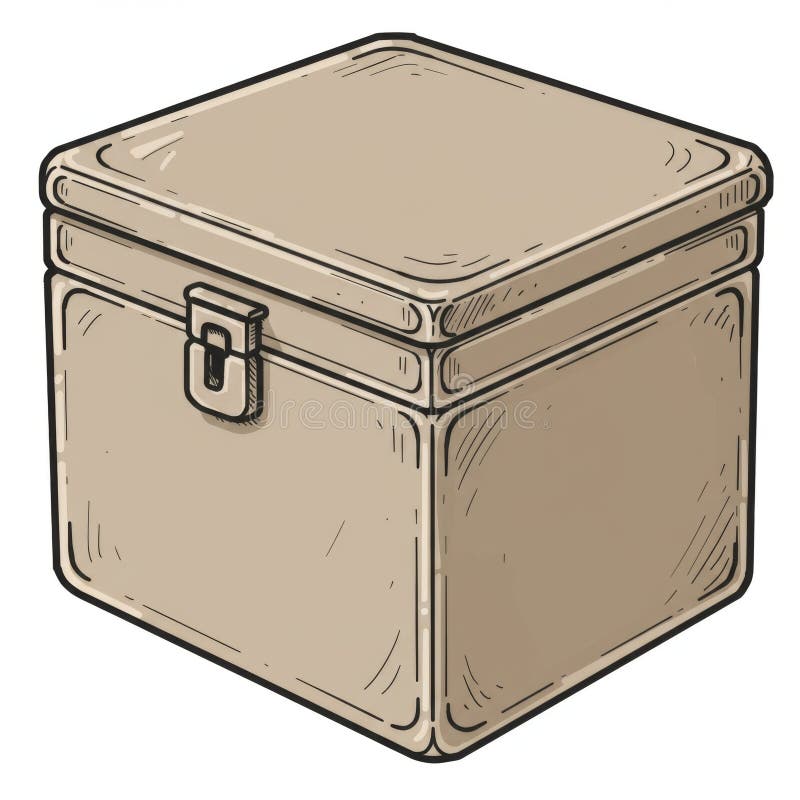 Tan Cubical Box with Lock Illustration Stock Illustration ...