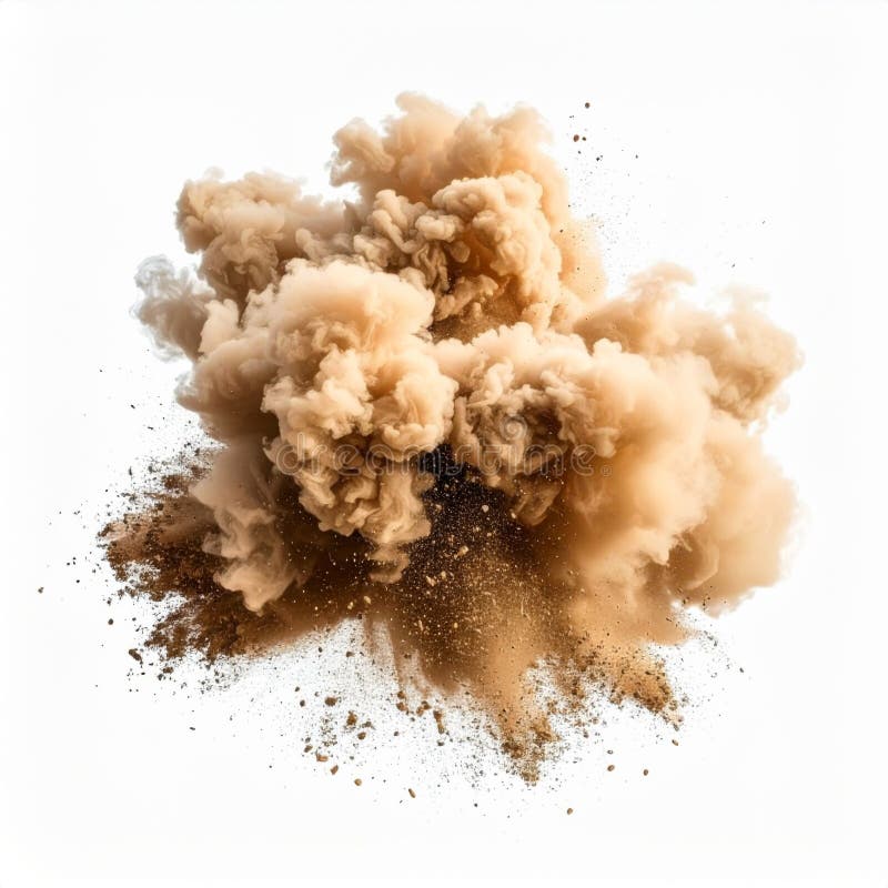 Tan Dust Explosion Cloud on White Background Stock Illustration ...