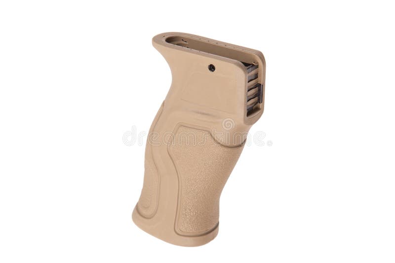 A Durable Tan Pistol Handle with a Textured Finish for Improved Control ...