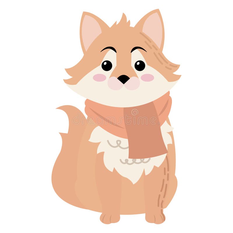 Tan Fox with Peach Scarf. Vector Stock Illustration - Illustration of ...