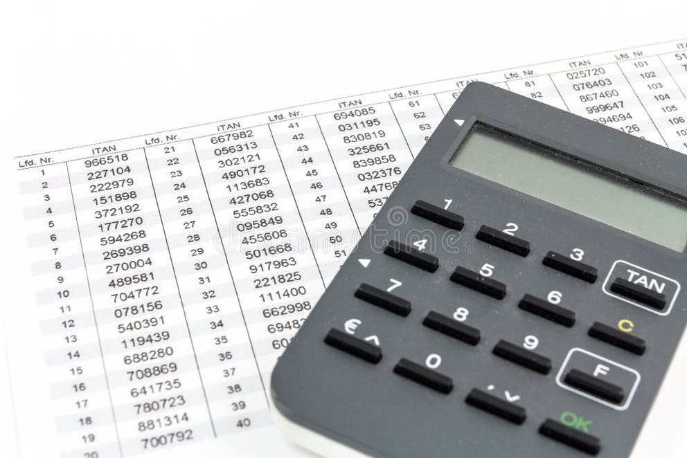 TAN generator and TAN list stock photo. Image of generator - 48490902