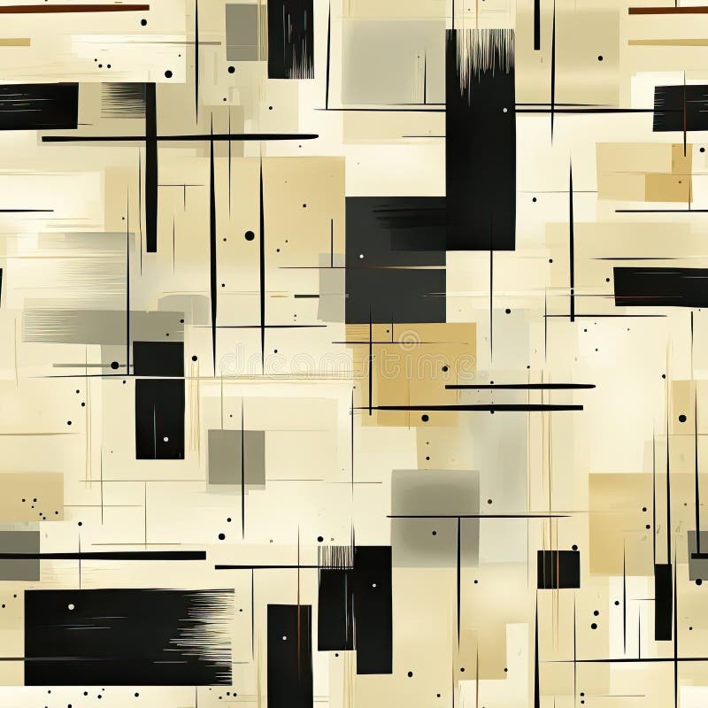 Tan and Gray Abstract Pattern with Black Blocks in a Brushed Style ...