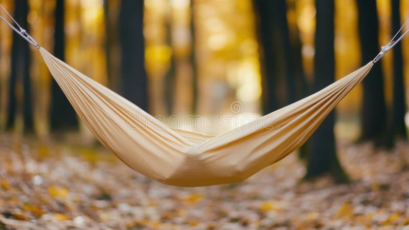 A Tan Hammock Hanging in the Middle of a Forest, AI Stock Image - Image ...