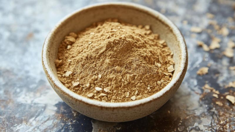 Tan Herbal Powder in Off White Bowl Stock Illustration - Illustration ...