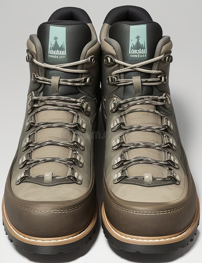 Tan Hiking Boots with High-ankle Support and a Rugged Design, Featuring ...