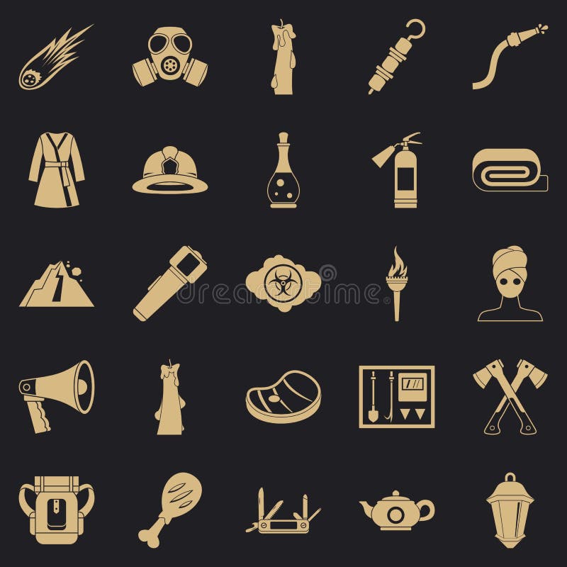 Tan Icons Set, Simple Style Stock Vector - Illustration of flammable ...