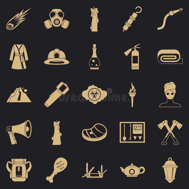 Tan Icons Set, Simple Style Stock Vector - Illustration of flammable ...