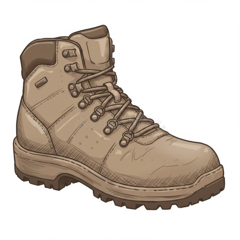 Tan Leather Hiking Boots Illustration Stock Illustration - Illustration ...