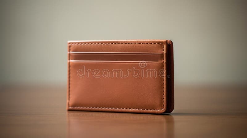 A Tan Leather Wallet Sitting on a Table, AI Stock Photo - Image of ...