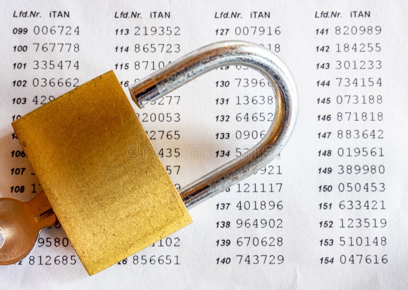 Tan List Online Banking with Padlock Stock Photo - Image of list, giro ...
