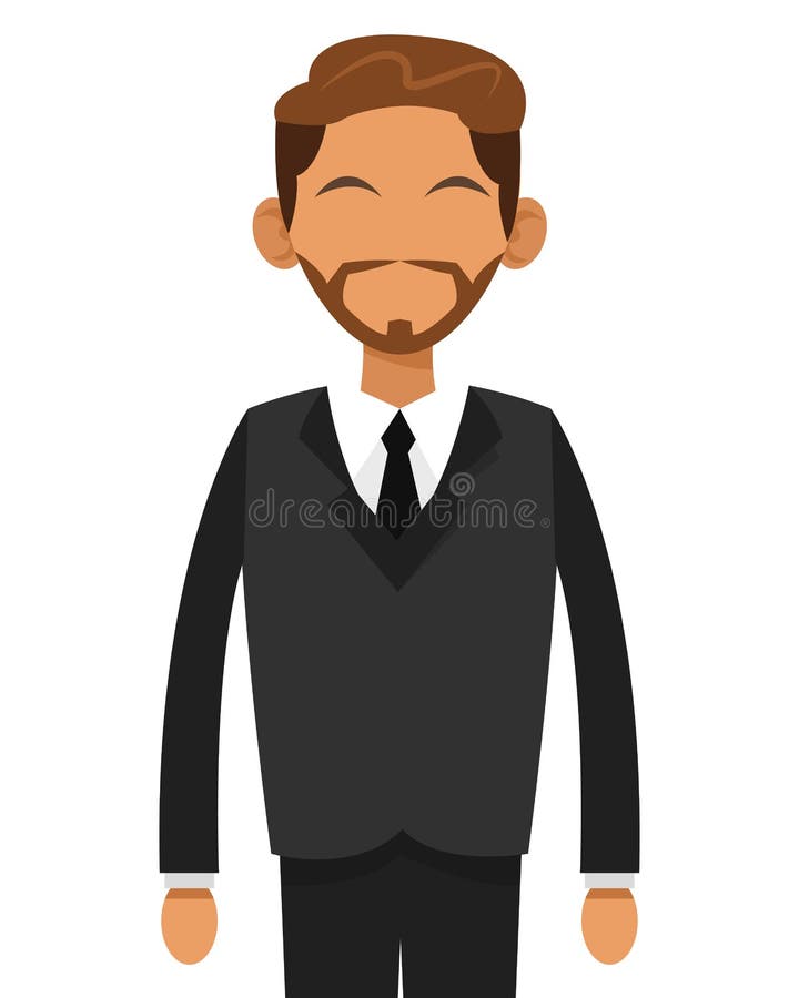 Tan Man with Beard Businessman Icon Stock Illustration - Illustration ...