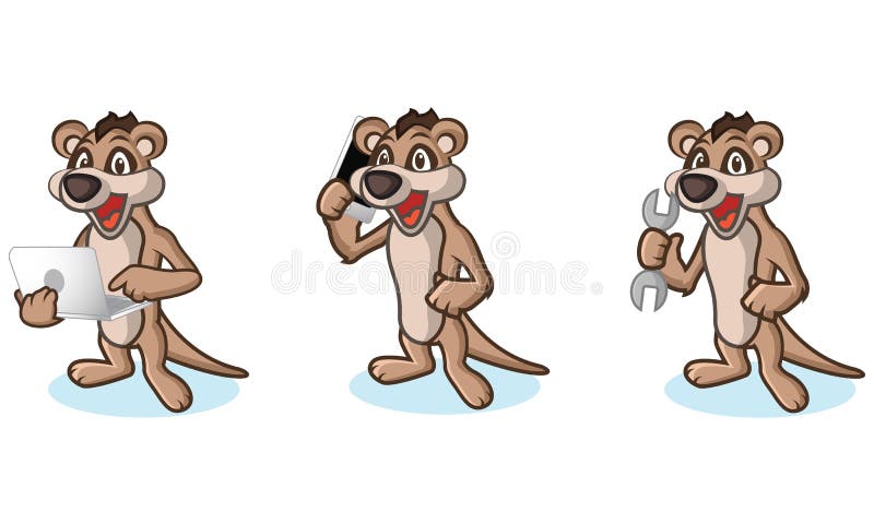 Tan Meerkat Mascot with Laptop Stock Vector - Illustration of wild ...