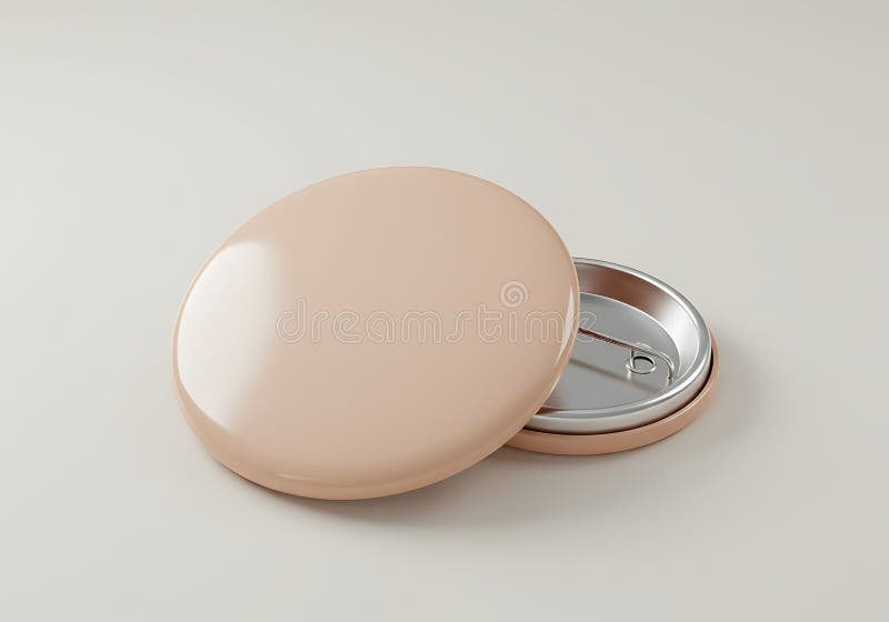 Tan Round Badge Mockup with Silver Back Ready for Customization Stock ...
