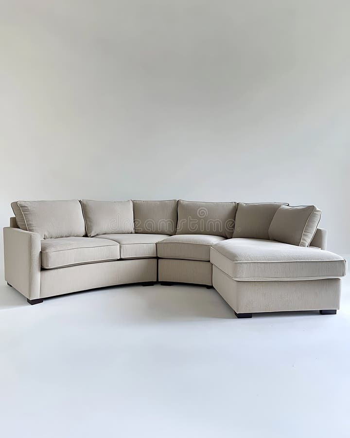 Tan Sectional Sofa with a Chaise Lounge Stock Photo - Image of wooden ...
