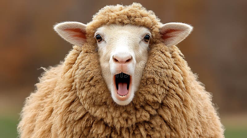 Tan Sheep with Open Mouth Close Up Portrait Stock Illustration ...