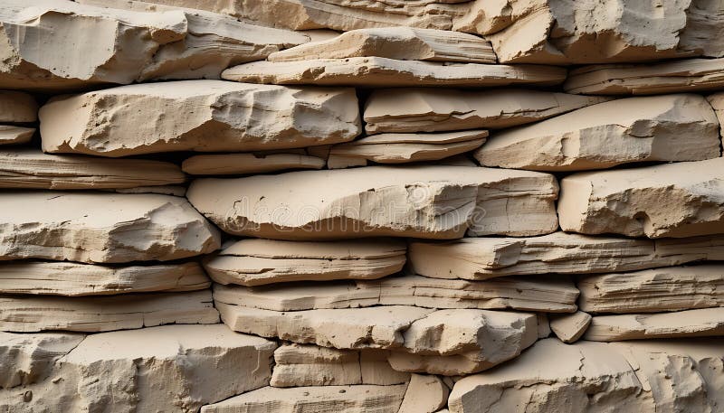 Tan Stacked Stone Wall Texture Background for Architecture or Design ...