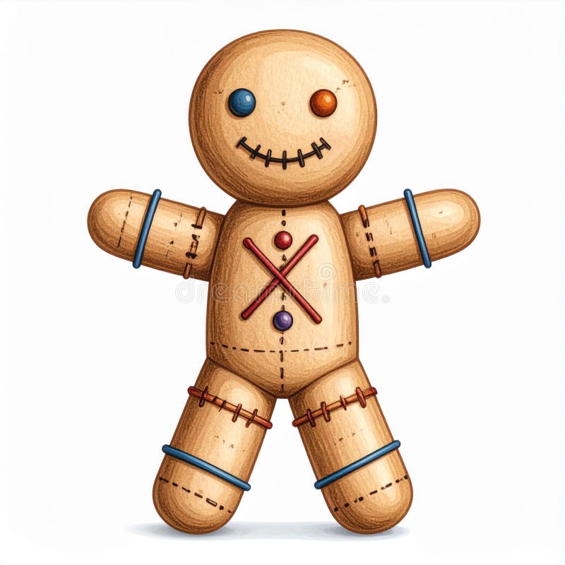 Tan Stitched Voodoo Doll Illustration Stock Illustration - Illustration ...