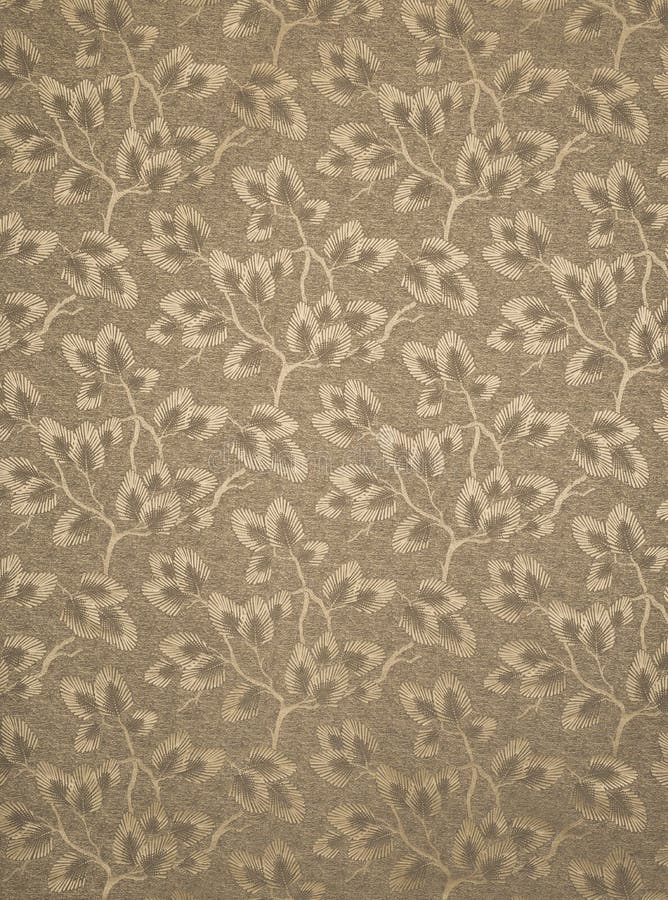 Tan Wallpaper with Leaves on Branches Pattern Swatch Stock Photo ...