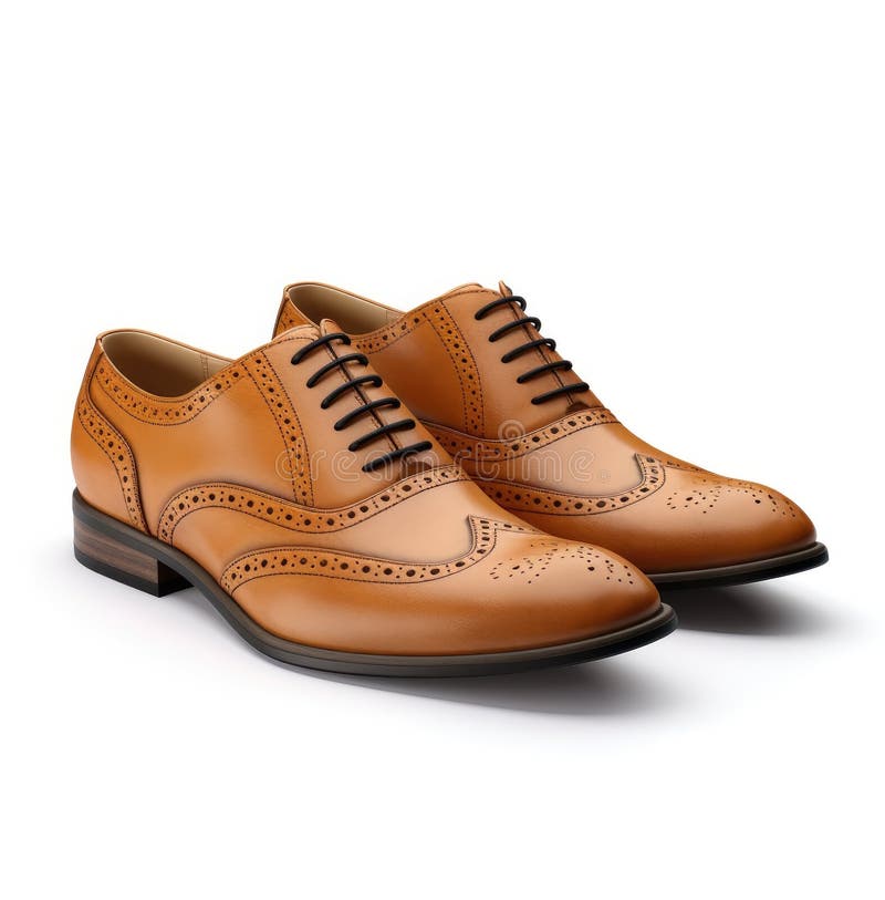 Tan wingtip lace up shoes stock image. Image of shoes - 306667491