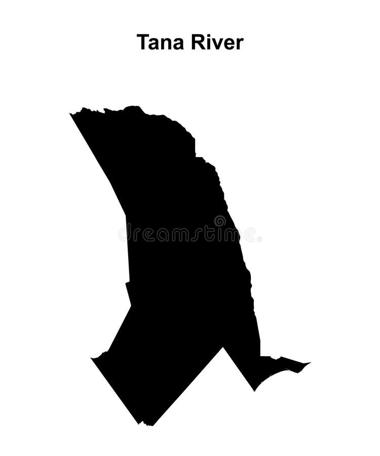 Tana River outline map stock vector. Illustration of vector - 360471267