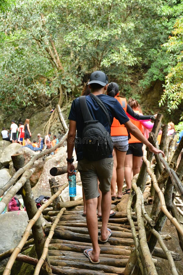 Tanawan Waterfalls Bamboo Bridge in Aurora, Philippines Editorial Stock ...