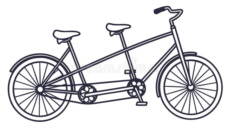 Tandem Bicycle Outline, Shared Ride, Vector Design Generative AI Stock ...