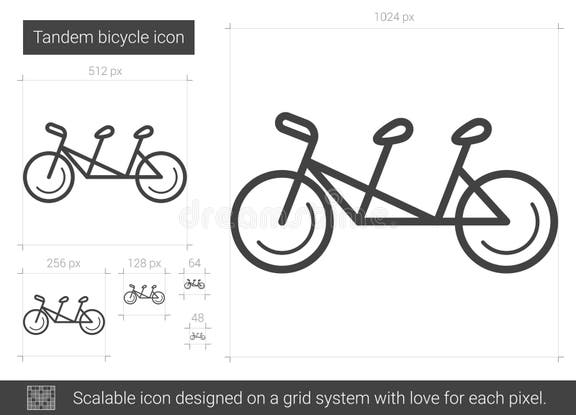Tandem cykellinje symbol vektor illustrationer. Illustration av ...
