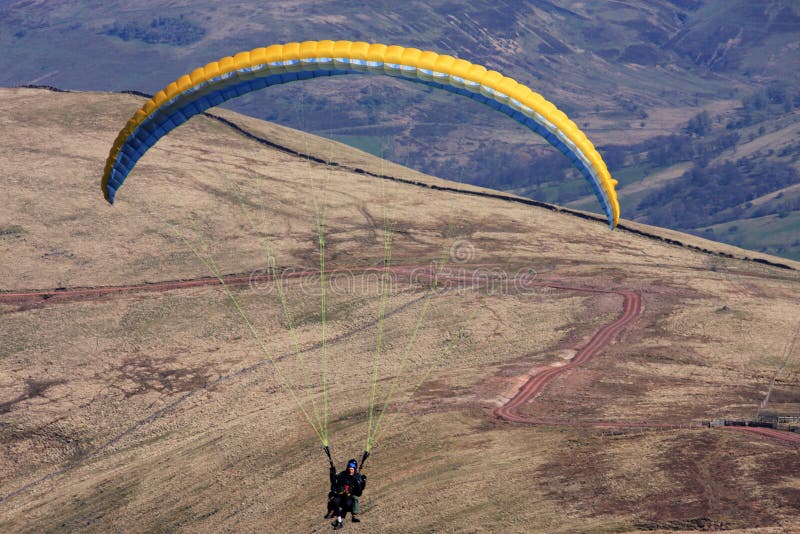 Tandem Paraglider stock photo. Image of flier, brecon - 28396684