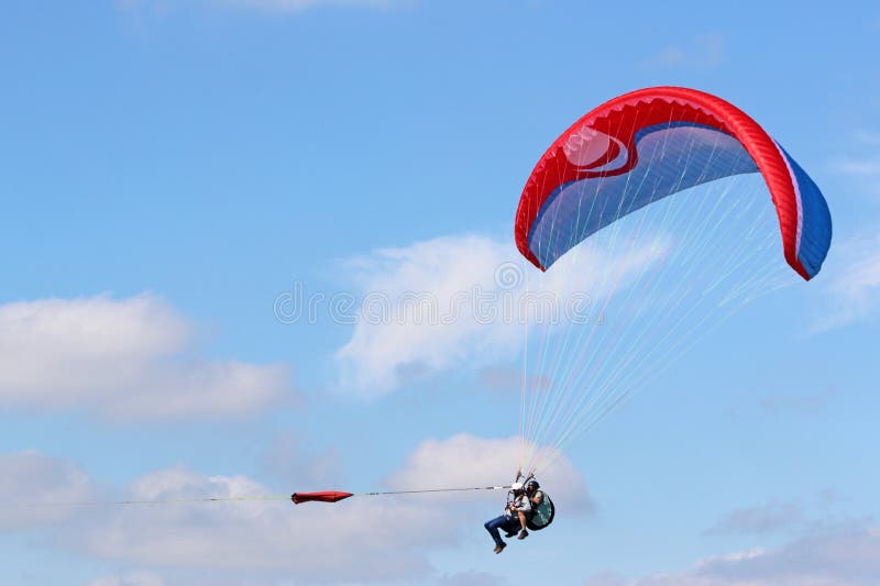 Tandem Paraglider Being Towed by a Winch Stock Photo - Image of ...