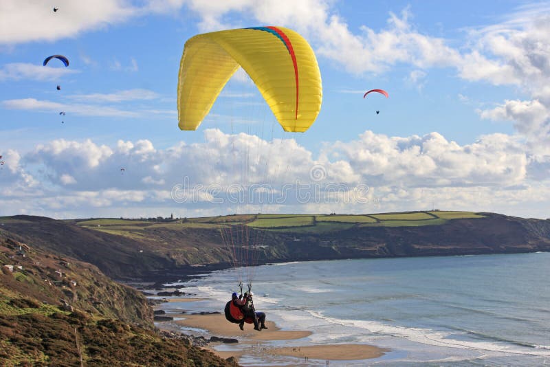 Tandem Paraglider stock image. Image of sand, tandem - 72909429