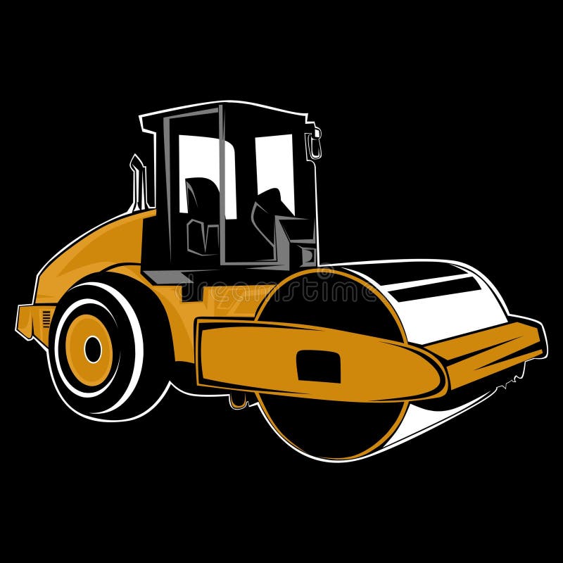 Tandem Roller Asphalt Compactor Industrial Vehicle Cartoon Illustration Vector Stock Vector ...